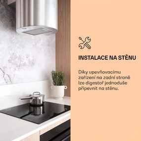 Klarstein Barella, digestoř, 35 cm, ostrůvková, 519 m³/h, LED, stříbrná
