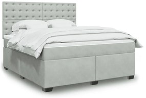 Box spring postel s matrací světle šedá 180x200 cm samet 3293290