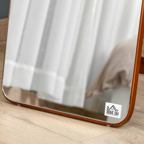 HOMCOM Zrcadlo v plné délce s čtvercovým rámem a 2 možnostmi montáže, moderní jedlový rám pro chodbu, ložnici, obývací pokoj 37x43x156 cm Ořech