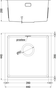 Mexen Trixo nerezový dřez 1-komorový 440 x 440 mm, inox - 6413441000-01