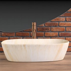 Rea Freja, umyvadlo na desku 512x396x137mm, imitace kamene-travertin matný, REA-U6689