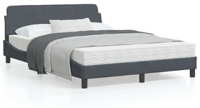 Rám postele s čelem tmavě šedý 140x190 cm samet - Default Title