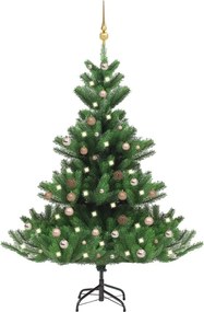 vidaXL Umělý vánoční stromek normandská jedle LED a koule zelený 150cm [3077559] Barva: Růže