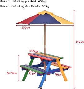 Costway Dětská dřevěná sedací souprava, zahradní souprava, dětský nábytek