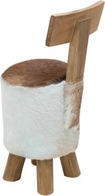 Stolička kozí kůže a masivní teakové dřevo 285206