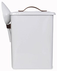 Garden Trading Plechová dóza na granule Medium Leather Handle 7 l, bílá barva, kov, kůže