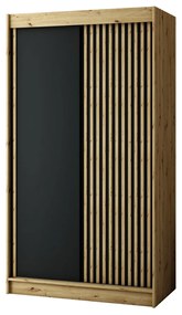 Šatní skříň 120 cm Ladonna (dub artisan + černá matná). 1043505