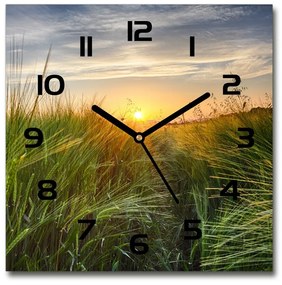 Wallmuralia Skleněné hodiny čtverec Pole pšenice 30x30 cm