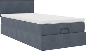 Osmanský rám postele s matrací tmavě šedá 80x200cm samet 3311664