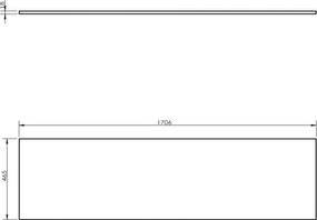 Mexen Uni, pracovní deska 170 cm, šedá matná, 91AXX-1704-464-18-62