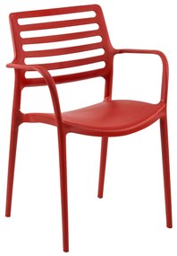 Červená plastová venkovní židle s područkami Cozza Lixa, stohovatelná
