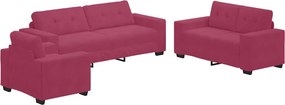 Set pohovek 3 ks Větrná červená samet 3324643