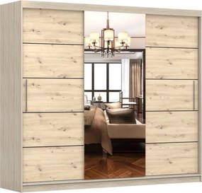 IDZ Šatní skříň ALBA I A se zrcadlem, 250 cm Barva dřeva: Dub Artisan + Černá