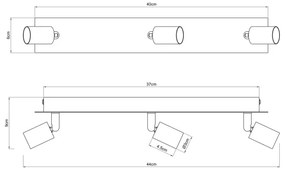 Globo 57998-3 - Bodové svítidlo DREW 3xGU10/35W/230V černá