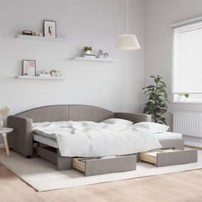 Válenda s přistýlkou a zásuvkami taupe 100 x 200 cm textil 3197232