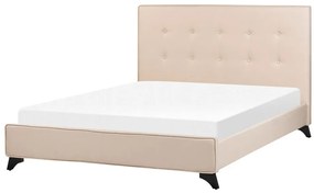 Čalouněná béžová manželská postel 140x200 cm AMBASSADOR Beliani