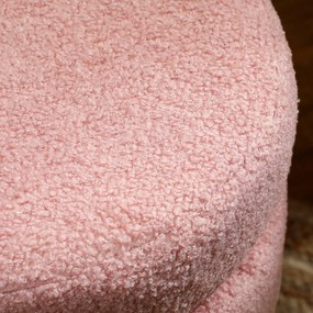 HOMCOM Taburet, kulatý, teddy fleece, do 120 kg, Φ40x45H cm, růžová