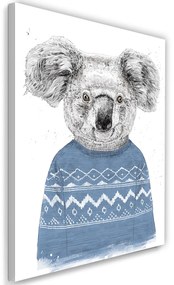 Gario Obraz na plátně Medvěd koala v modrém vánočním svetru - Rykker Rozměry: 40 x 60 cm