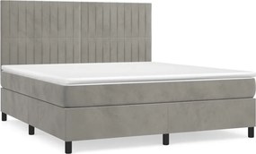 Box spring postel s matrací světle šedá 160x200 cm samet 3143151
