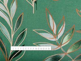 Biante Bavlněný běhoun na stůl Sandra SA-435 Pnoucí listy na zeleném 45x140 cm