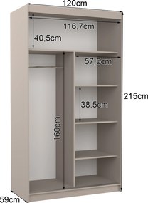 ADRK Furniture Posuvná skříň se zrcadlem ESTI 120 SW-ESI-120-K