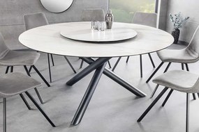 Kulatý jídelní stůl Spin keramická deska bílá 150cm