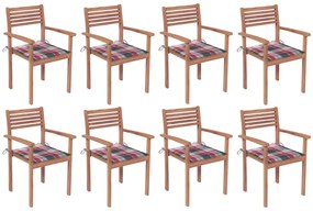 Stohovatelné zahradní židle s poduškami 8 ks masivní teak,  3072613