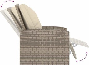 vidaXL Zahradní polohovací křeslo s poduškami polyratan [364105] Barva: světle hnědá