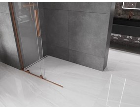 Mexen Velar L, posuvná sprchová zástěna Walk-in 90 x 200 cm, 8mm čiré sklo, růžové zlato, 871-090-003-03-60