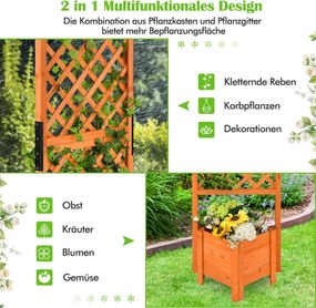 Costway Květináč 180 cm vysoký zahradní záhon s oranžovou mříží, pomerančový