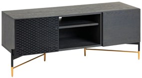 Černý jasanový TV stolek Kave Home Milian 140 x 43 cm