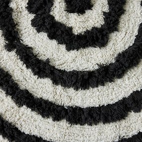 Béžovo-černá kulatá bavlněná koupelnová předložka Bath mat - Ø 120 cm