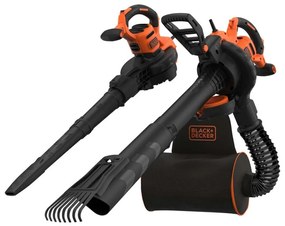 BLACK+DECKER Zahradní technika - Elektrický zahradní vysavač 3v1, s hráběmi, 3000 W BEBLV301-QS