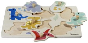 Dřevěné vkládací puzzle (počet dílků 6) Dinosaurs – Kindsgut