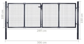 vidaXL Marketos Pletivá zahradní branka pozinkovaná ocel 300 x 100 cm šedá