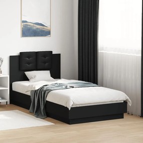 Rám postele s čelem černý 90 x 190 cm kompozitní dřevo 3209969