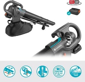 Gardena PowerJetCollect 18V P4A Set šedá/černá / Aku vysavač-foukač li