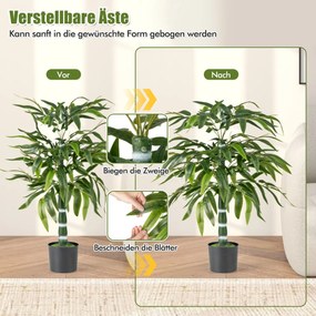 Costway Sada 2 umělých rostlin Bambus 100 cm Umělý strom s květináčem Umělá