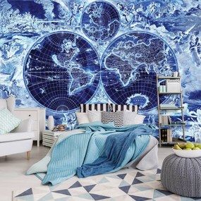 Fototapeta - Mapa světa - námornická modř (254x184 cm)