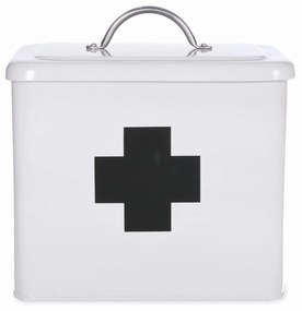 Garden Trading Plechový box na léky Chalk, černá barva, bílá barva, kov