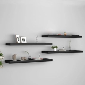Plovoucí nástěnné police 4 ks černé 90 x 23,5 x 3,8 cm MDF 323840