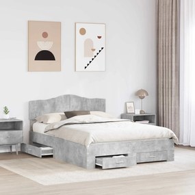 Rám postele s čelo Betonově šedá 140 x 200 cm Kompozitní dřevo 3413187