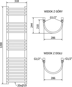 Mexen Eros, topné těleso 1200 x 318 mm, 419 W, černá, W112-1200-318-00-70