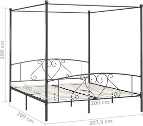 Rám postele s nebesy šedý kovový 200 x 200 cm 284446