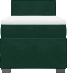 Box spring postel s matrací tmavě zelená 90x200 cm samet 3286207