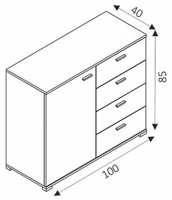 Komoda 100 P - bílá