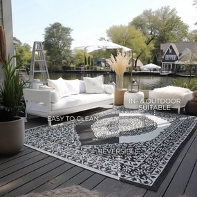 ELLE Decoration, Kusový koberec Gemini 106024 Black z kolekce Elle – na ven i na doma, 80x150, černobílá, chodba / předsíň
