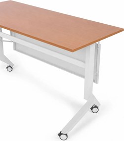 Mobilní stůl PRIMO MOVE, 140x60 cm, bílá podnož, dub přírodní