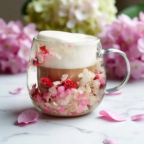 Flamenco Mystique Termální sklo s květinami gypsophila hortenzie růže 350 ml 1 ks dekorace do bytu 182 SZK