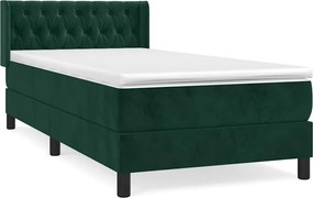 Box spring postel s matrací tmavě zelená 100x200 cm samet 3131126